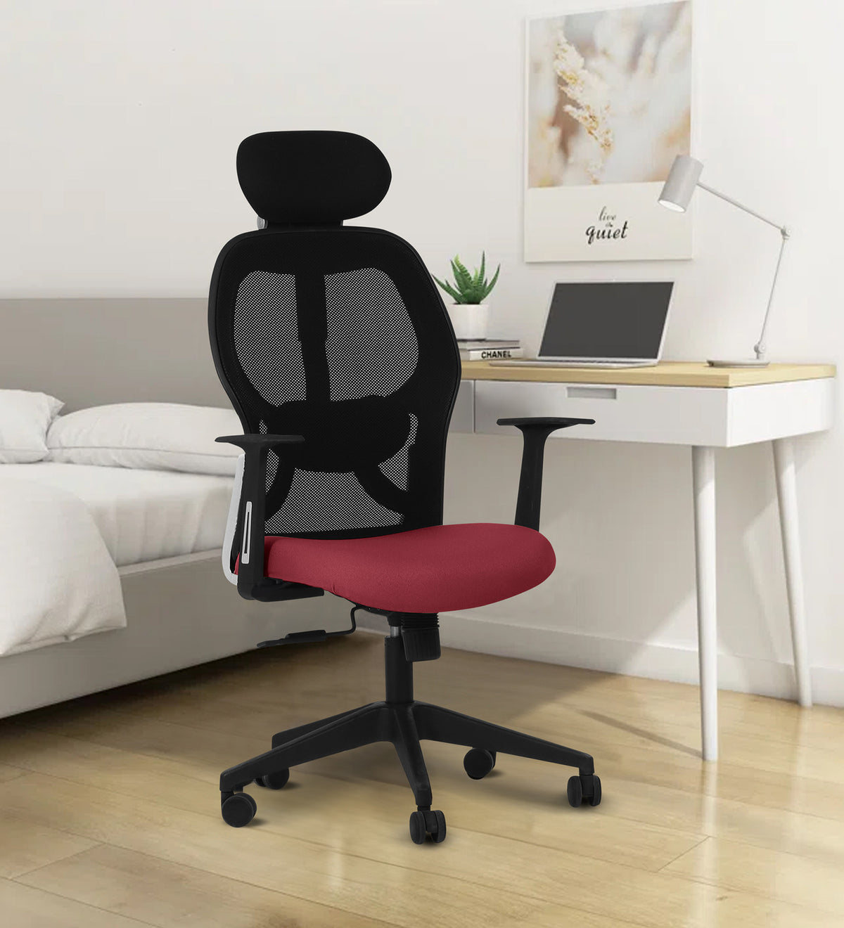 Venus Magic High Back Office Chair In Black & Maroon Color — TREVI ...