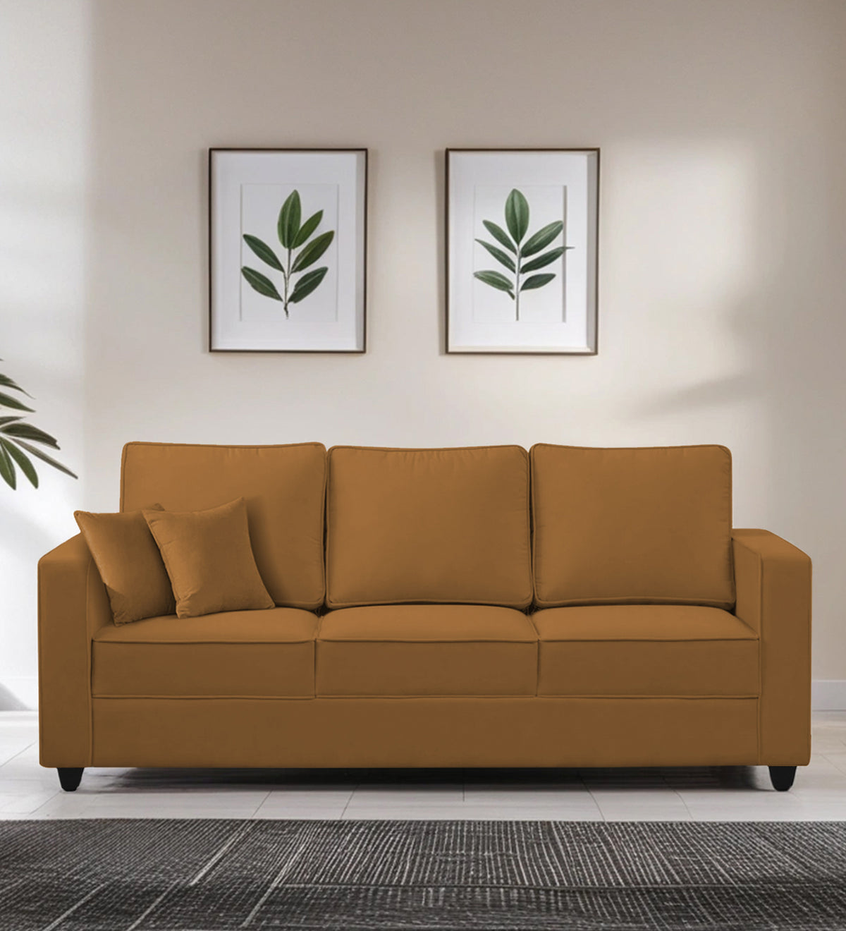 Aristocrat Velvet 3 Seater Sofa in Mocha Colour — TREVI FURNITURE