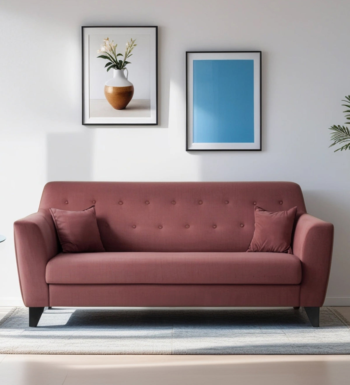 Bali Velvet 3 Seater Sofa in Berry Wine Colour — TREVI FURNITURE
