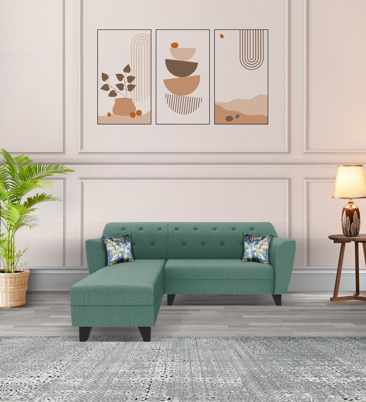 Bali Fabric 5 Seater Sectional Sofa (Left Hand Side) Imperial Green ...