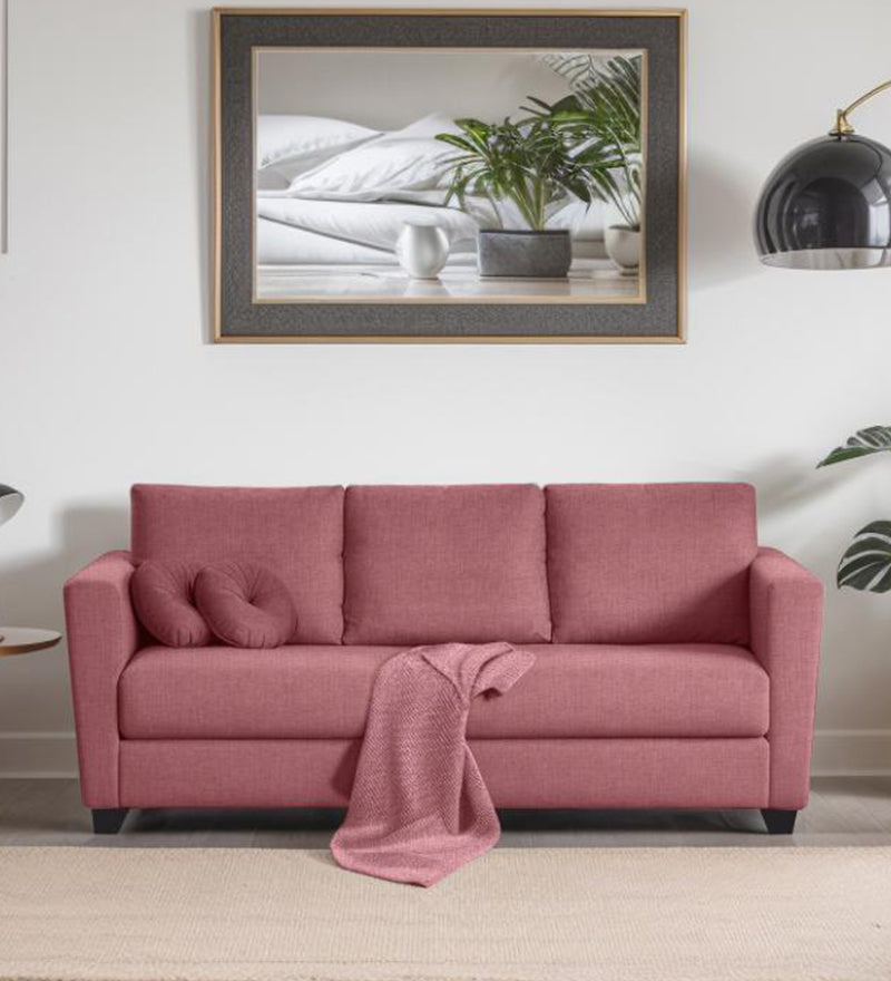 Ethos Fabric 3 Seater Sofa In Pink Color — TREVI FURNITURE