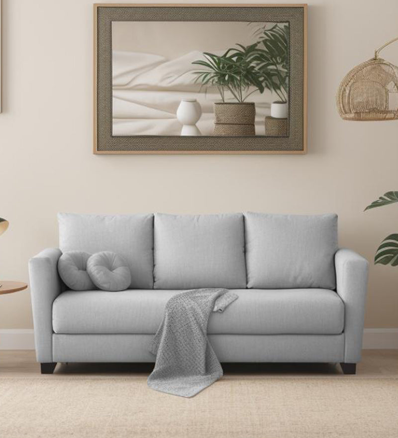 Ethos Velvet 3 Seater Sofa In Grey Color — TREVI FURNITURE