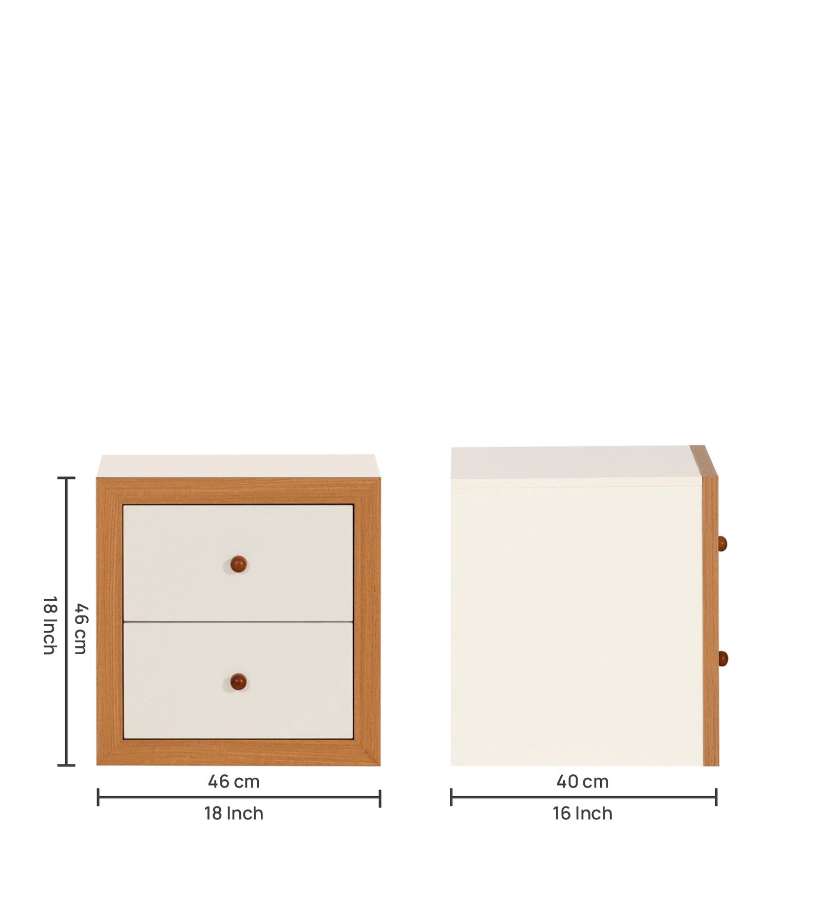 Matrix BedSide Table Urban Teak & Frosty White Colour — TREVI FURNITURE