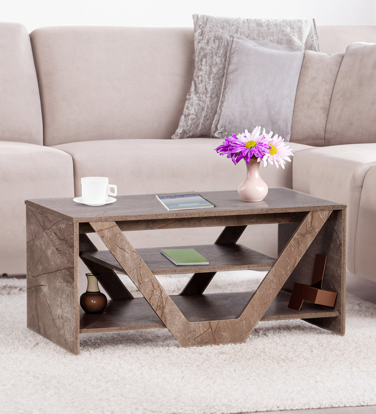 Tiago Coffee Table In Marble Colour — TREVI FURNITURE