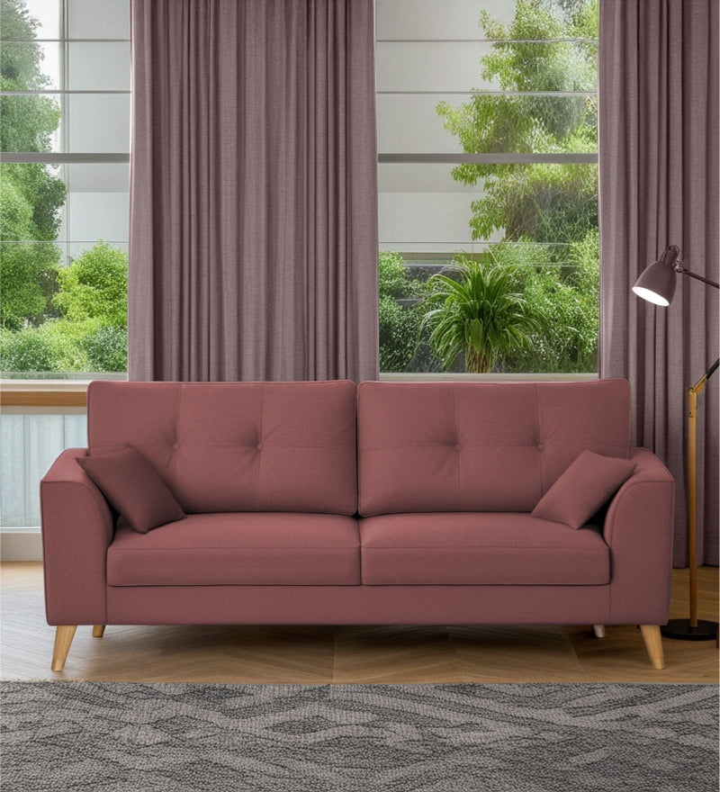 Pedro Nxt Velvet 3 Seater Sofa In Berry Wine Colour — TREVI FURNITURE