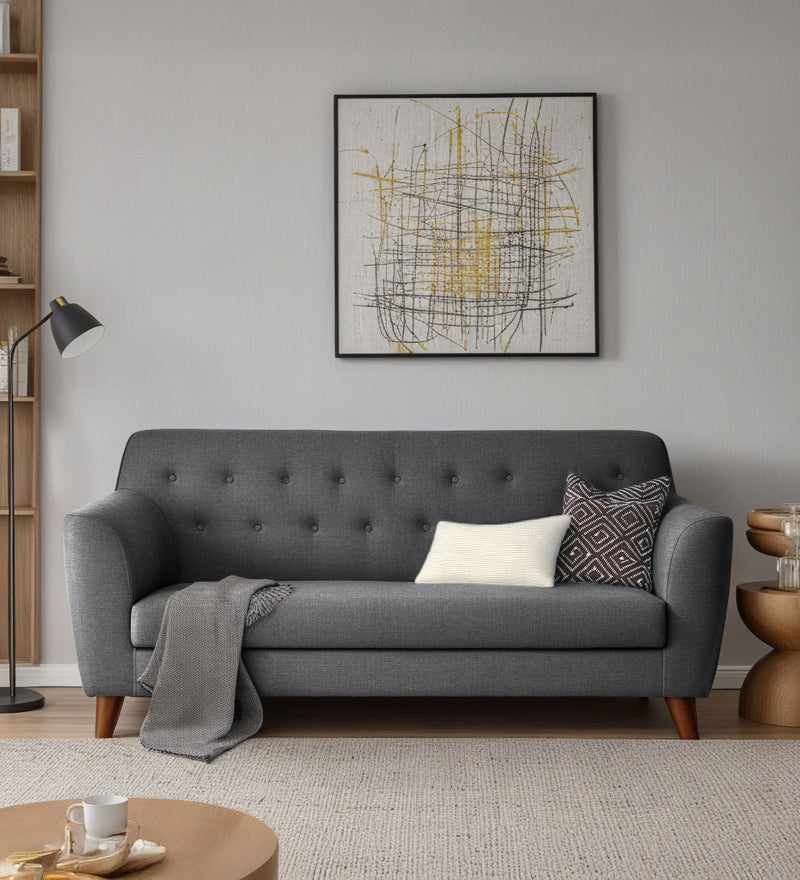 Rome Fabric 3 Seater Sofa In Grey Color — TREVI FURNITURE