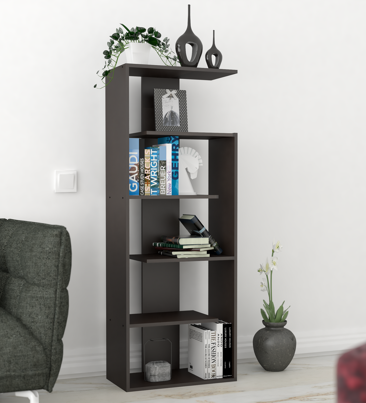 Toner Standard open Engineered Wood Open Book Shelf-Wenge — TREVI FURNITURE