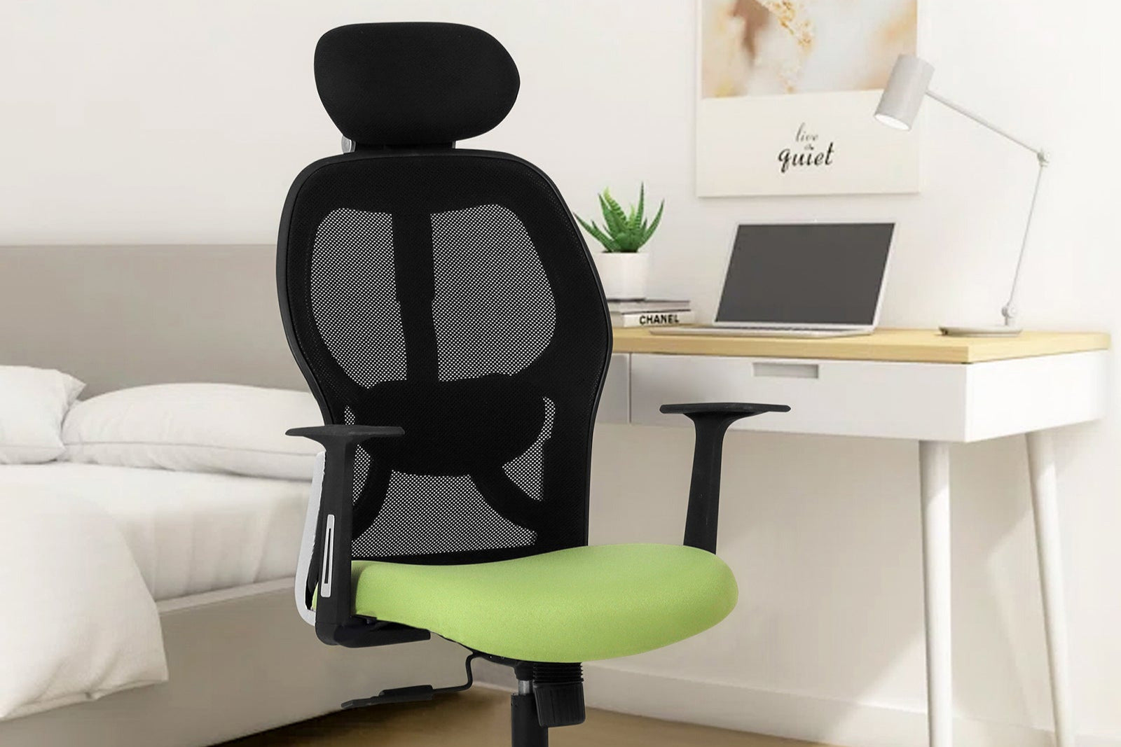 Venus Magic High Back Office Chair In Black & Green Color — TREVI FURNITURE