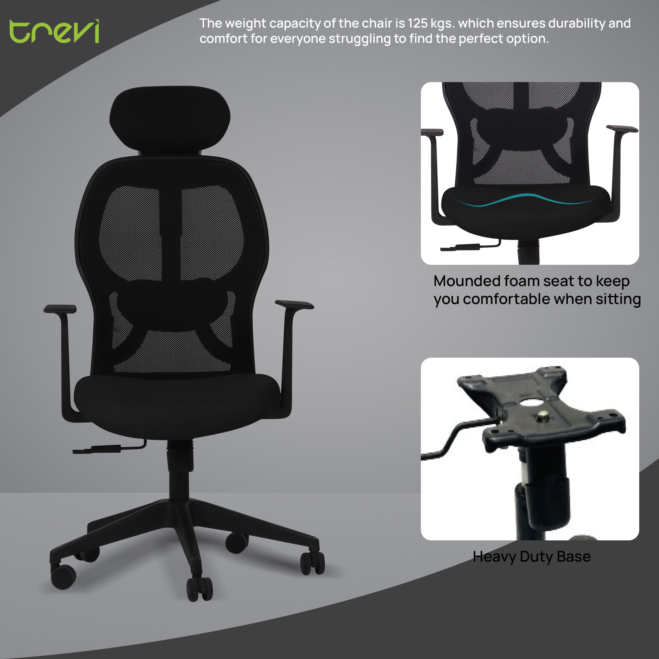 Venus Magic High Back Office Chair In Black Color — TREVI FURNITURE