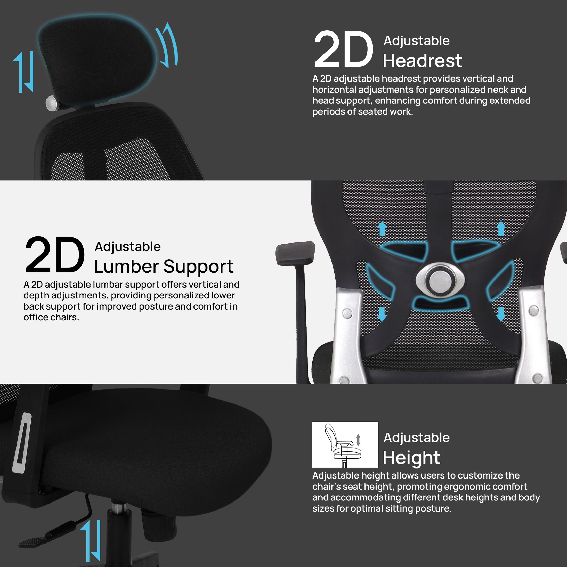 Venus Magic High Back Office Chair In Black Color — TREVI FURNITURE